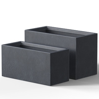 Tall Concrete Rectangle Plant Boxes / Large Indoor and Outdoor Flower ...