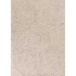 5' x 7' Ivory Geometric Hexagon Wool Indoor Area Rug - 3'6" - Bed Bath ...