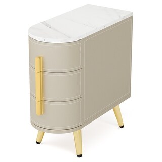 U-shaped End Side Table with Three Solid Wood Drawer for Living Room ...