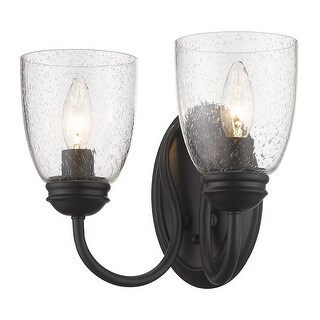 Parrish 2 Light Wall Sconce - Matte Black with Seeded Glass - Matte ...