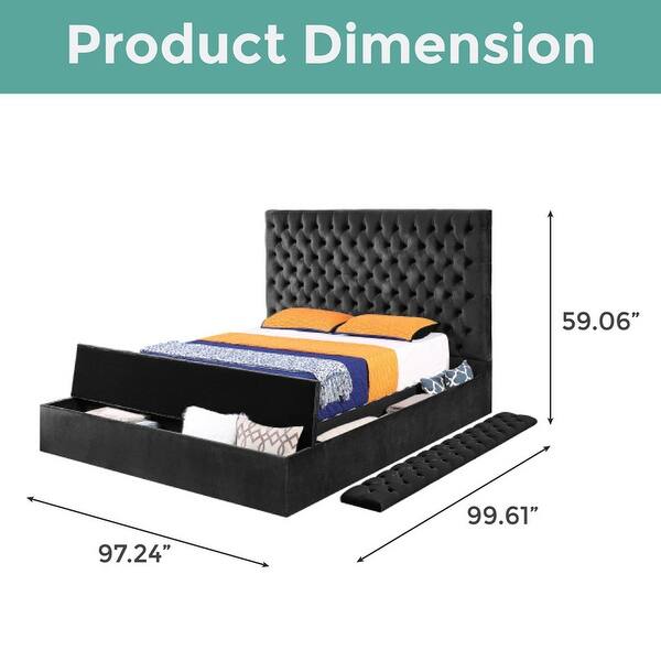 Storage locker bed Black deep bed Velvet bed contemporary - Bed Bath ...