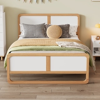 Sturdy Pine Wood Bed Frame with Rounded Corners and Safety Features ...