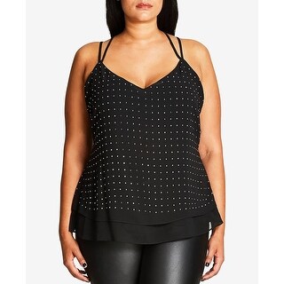 City Chic Women's Trendy Strappy Metallic Stud Tank Top Black Size -XS ...