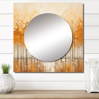 Designart "Minimalism Beige And Gold Forest II" Forest Wall Mirror ...