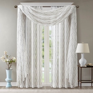 Diamond Sheer Embroidered Window Scarf - Bed Bath & Beyond - 43006819