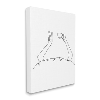 Stupell Coffee In Bed Peace Sign Minimal Line Drawing Canvas Wall Art ...