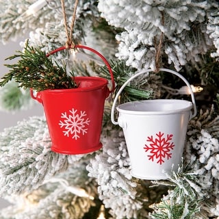 Red and White Bucket Ornaments - Box of 6 - 2½'' dia. x 2½''H - Bed ...