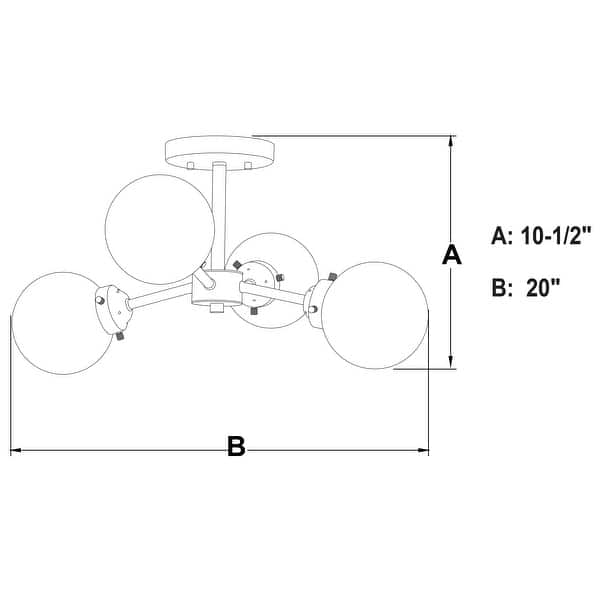 Orbit Brass Industrial Sputnik Semi Flush Mount Ceiling Light White ...