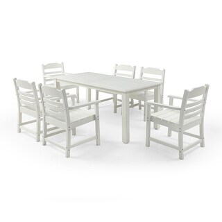 7 Piece HIPS Plastic Wood Dining Set for Outdoor/Indoor, Kitchen Patio ...