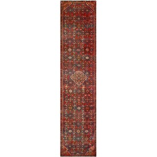Fine Vintage Distressed Beamer Red/Navy Runner - 2'8" x 12'4" - Bed ...