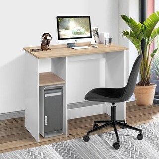 Wooden Computer Desk with 2 Tiers Shelves - Bed Bath & Beyond - 37765612