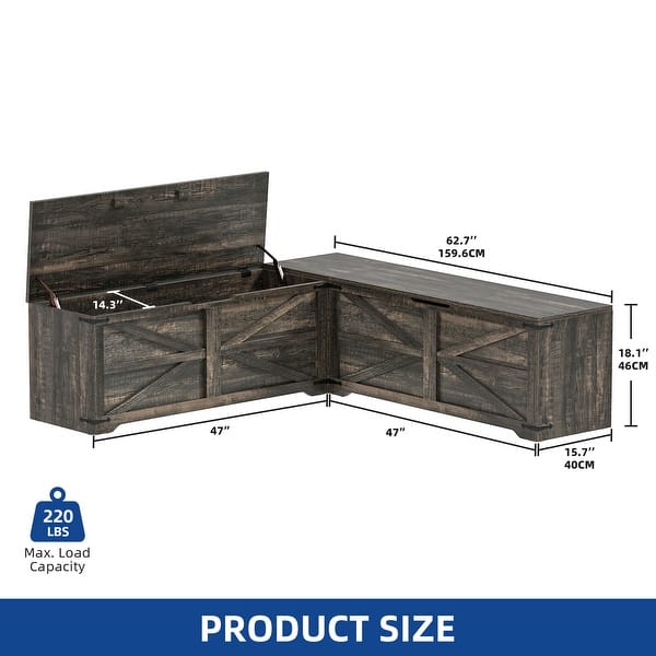Moasis L-Shaped Corner Bench Seating with Wooden Storage Chest and ...