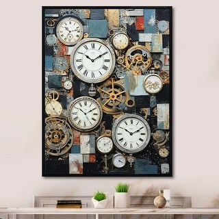 Designart "Watches Horological Collage" Watches Framed Wall Art Living ...