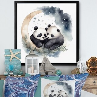 Designart "Watercolor Baby Pandas Ii" Animals Panda Framed Wall Art ...