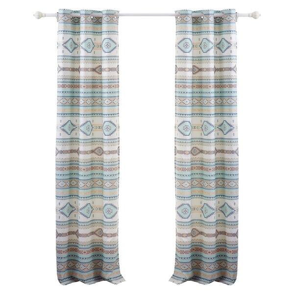 Kiev 84 Inch Window Two Panel Curtains, Microfiber Blue Southwest ...