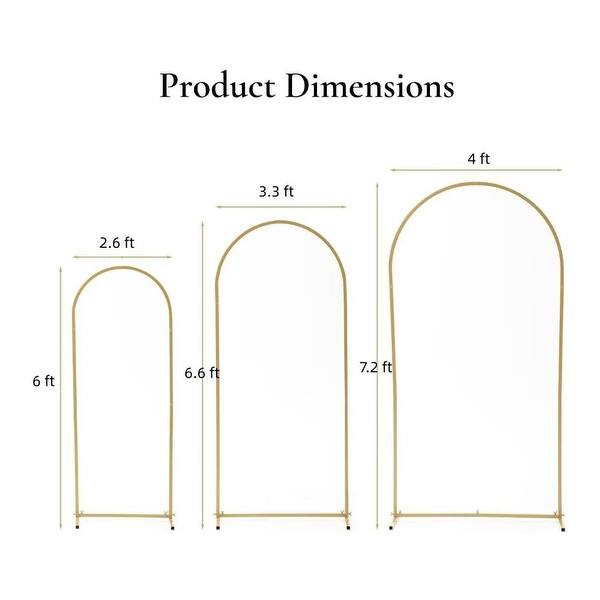 3Pcs Metal Wedding Arch Frames Backdrop Stands in Gold Finish - Bed ...