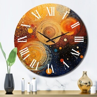 Designart "Fiery Fusion II" Abstract Collages Oversized Wall Clock ...