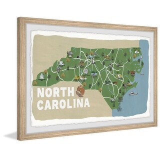 'North Carolina Illustrated Map' Framed Painting Print - Bed Bath ...