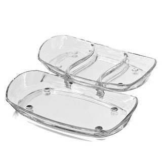 2-Piece Cristalline Glass Serving Tray Set Includes Sectional & Flat ...