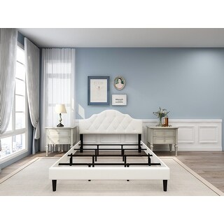 Unique Linen Light Beige Upholstered Queen Bed, 84''L*62''W*46''H ...