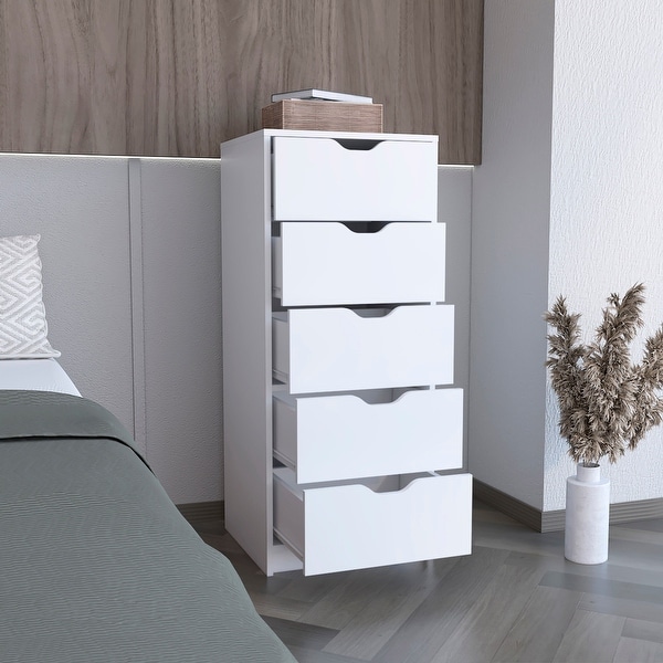 Basilea Narrow Dresser with 5 Drawers White On Sale Bed Bath Beyond 37212202