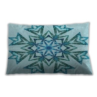 Ahgly Company Patterned Indoor-Outdoor Tron Blue Lumbar Throw Pillow ...