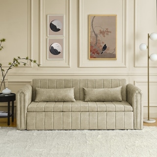 Signature sofa bed with copper studded rolled arms, two drawers and two ...