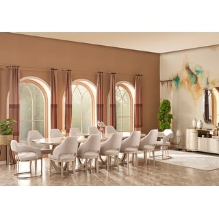 Parolit Modern Dining Room Table, 12 Dining Room Chairs And Buffet With ...