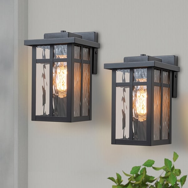 C Cattleya 2-Pack Matte Black Aluminum LED Outdoor Wall Sconce - On ...
