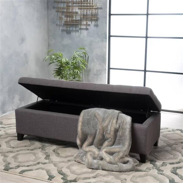 Tufted Linen Fabric Storage Bench by Harper&Bright Designs - Bed Bath ...