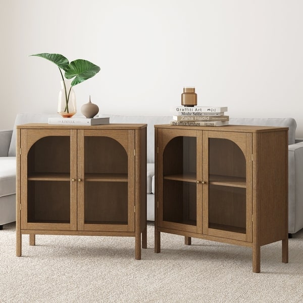 Nathan James Mason Sideboard Buffet with Glass Doors and Adjustable ...