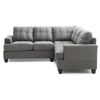 Microfiber Blend Sectional Sofa with Pocket Coil Springs and Tufted ...