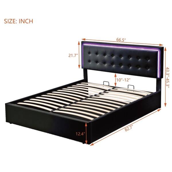 Black Queen Size Tufted Upholstered Bed with Hydraulic Storage System ...