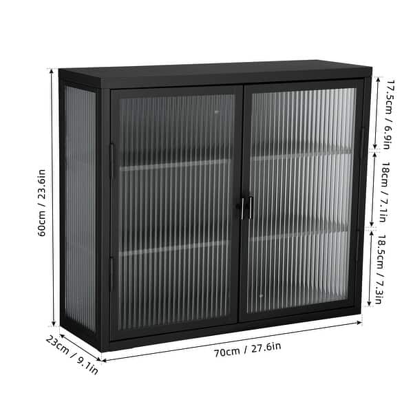 Double Glass Door Wall Cabinet With Detachable Shelves - Bed Bath ...