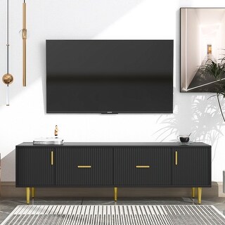 TV Stand with 5 Champagne Legs for TVs Up to 75", Media Console Table ...
