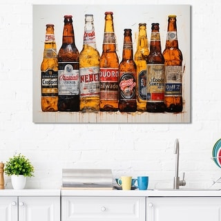 Designart "Minimalism Beer Orange And Grey" Beer Wall Art - Bed Bath ...