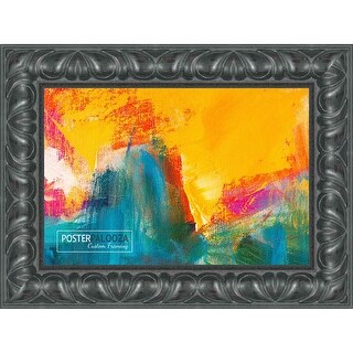 36x28 Distressed/Aged Black Complete Wood Picture Frame with UV Acrylic ...