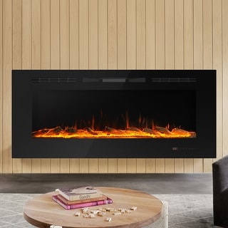 72-inch Rectangular Wall Mounted Electronic Fireplace with Remote ...