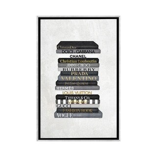 iCanvas "High Fashion Book Stack Black & White, Gold Font" by Amanda ...