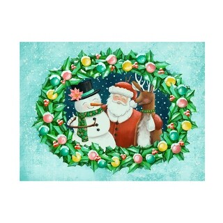 Christine Rotolo 'Santa Snowman And Reindeer' Canvas Art - Blue - Bed ...