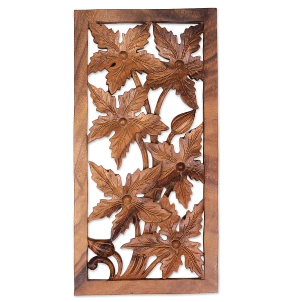 Handmade Peaceful Flower Wood relief panel (Indonesia) - Bed Bath ...