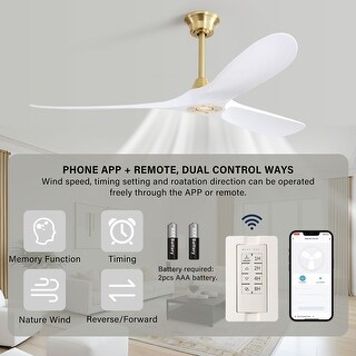 60" Ceiling Fans with Remote, 6 Speed Reversible DC Motor Ceiling Fans ...