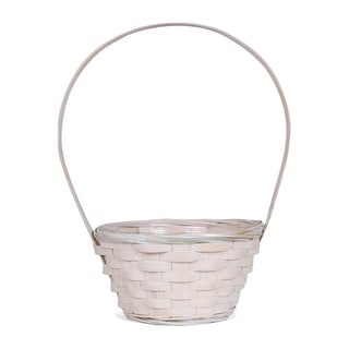 Long Handled White Washed Bamboo Basket - Bed Bath & Beyond - 41934723