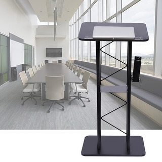 Curved Podium Stand Metal Black Pulpit Lectern for Speeches - Bed Bath ...