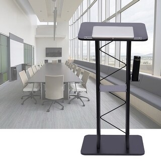 Curved Podium Stand Metal Black Pulpit Lectern for Speeches - Bed Bath ...