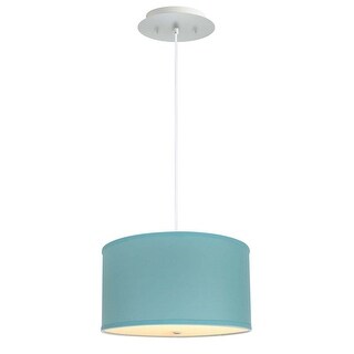 16" W 2 Light Pendant Island Paradise Linen Drum Shade with Diffuser ...