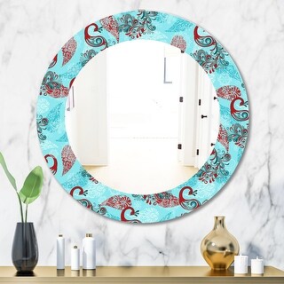 Designart 'Winter Pattern With Peacocks and Snowflakes' Printed Modern ...