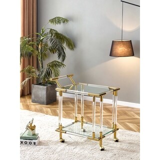 Dining Room Kitchen Carts w/ 2-tier Transparent Countertop, Gold - Bed ...