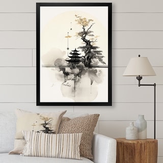 Designart "Asian Art Samurais Landscape II" Asian Art Framed Canvas ...