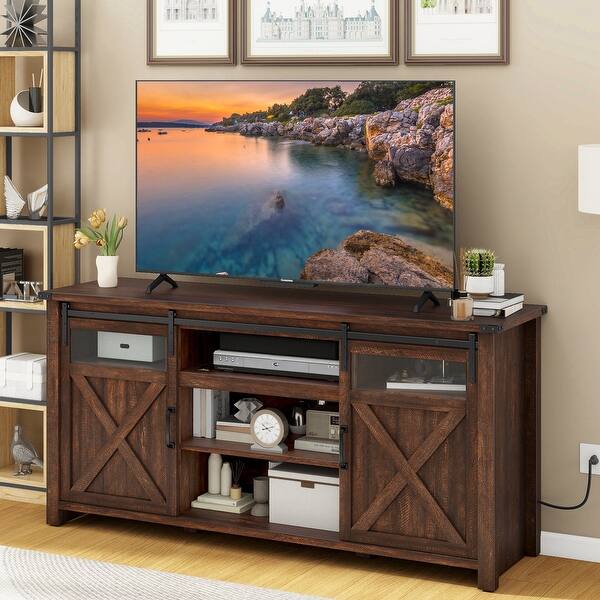 rustic media console cabinet